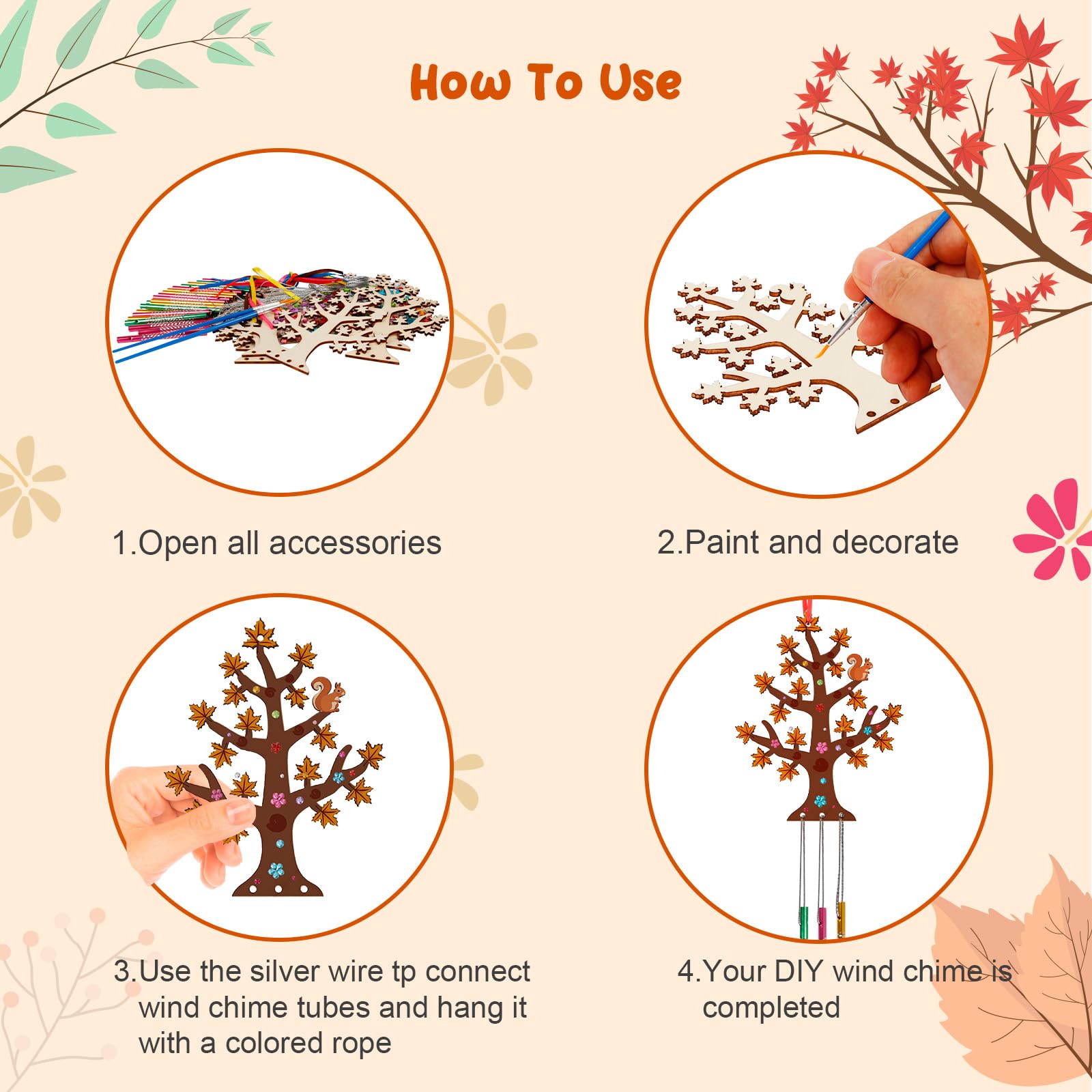 Snapklik.com : 10 Pack Fall Wind Chime Kit For Kids Make You Own Fall ...