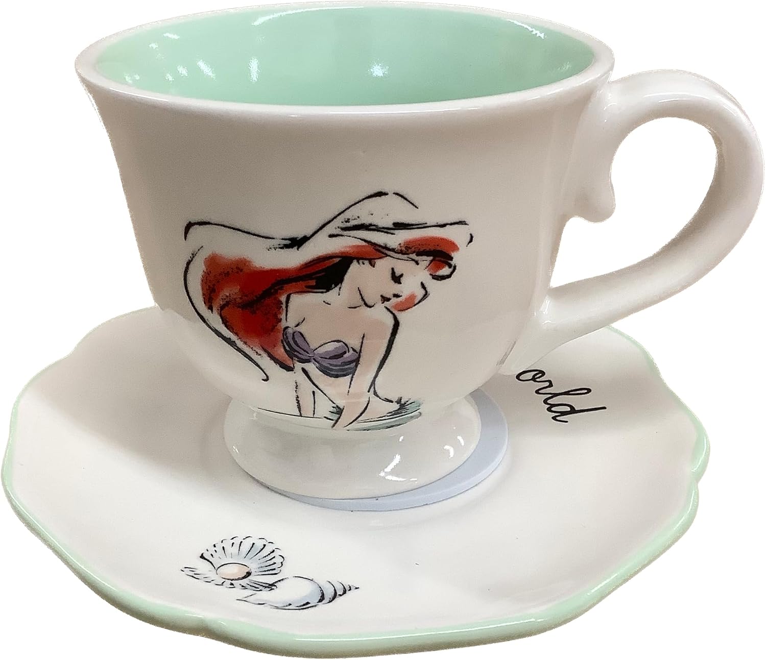 Amazon.com | Rae Dunn Ariel Teacup & Saucer - Part of Your World, Mint ...