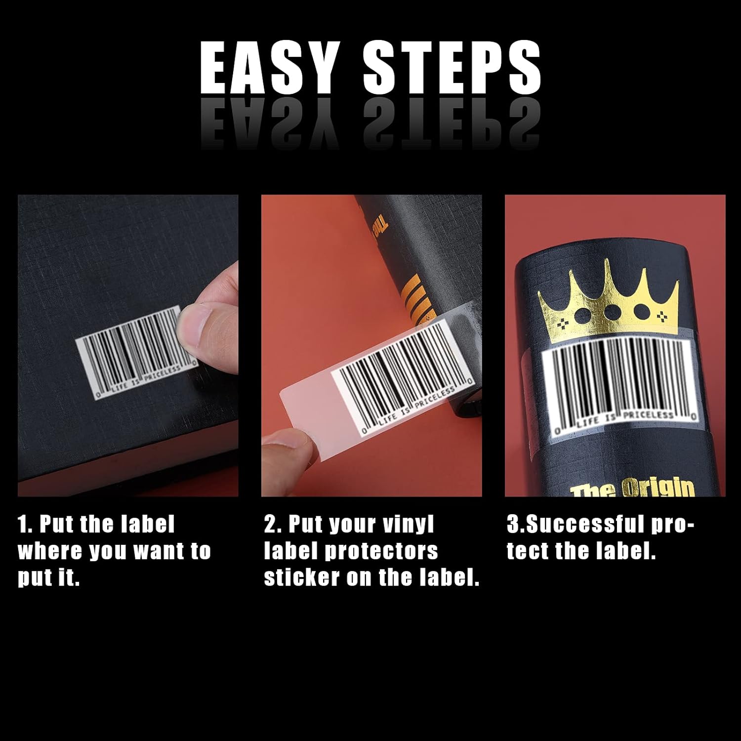 KINBOM 500pcs 3.1×1.2 Inch Waterproof Label Protectors, Clear Rectangle ...