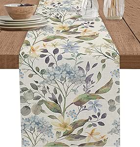 Amazon.com: LEOKOTI Spring Floral 48 Inch Table Runner, Watercolor ...