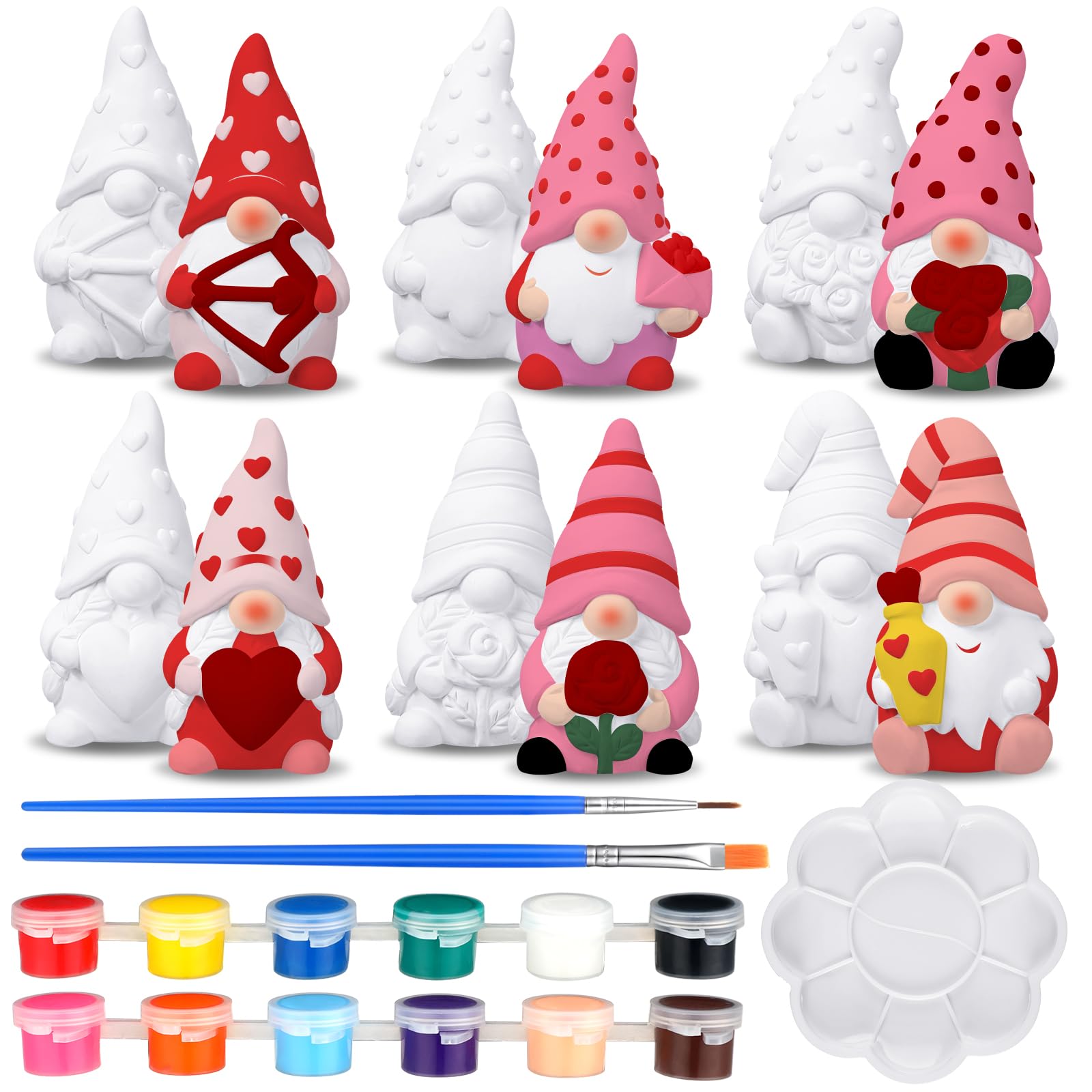 Amazon.com: Poen 6 Sets Ready to Paint Your Own Valentine's Day Gnomes ...
