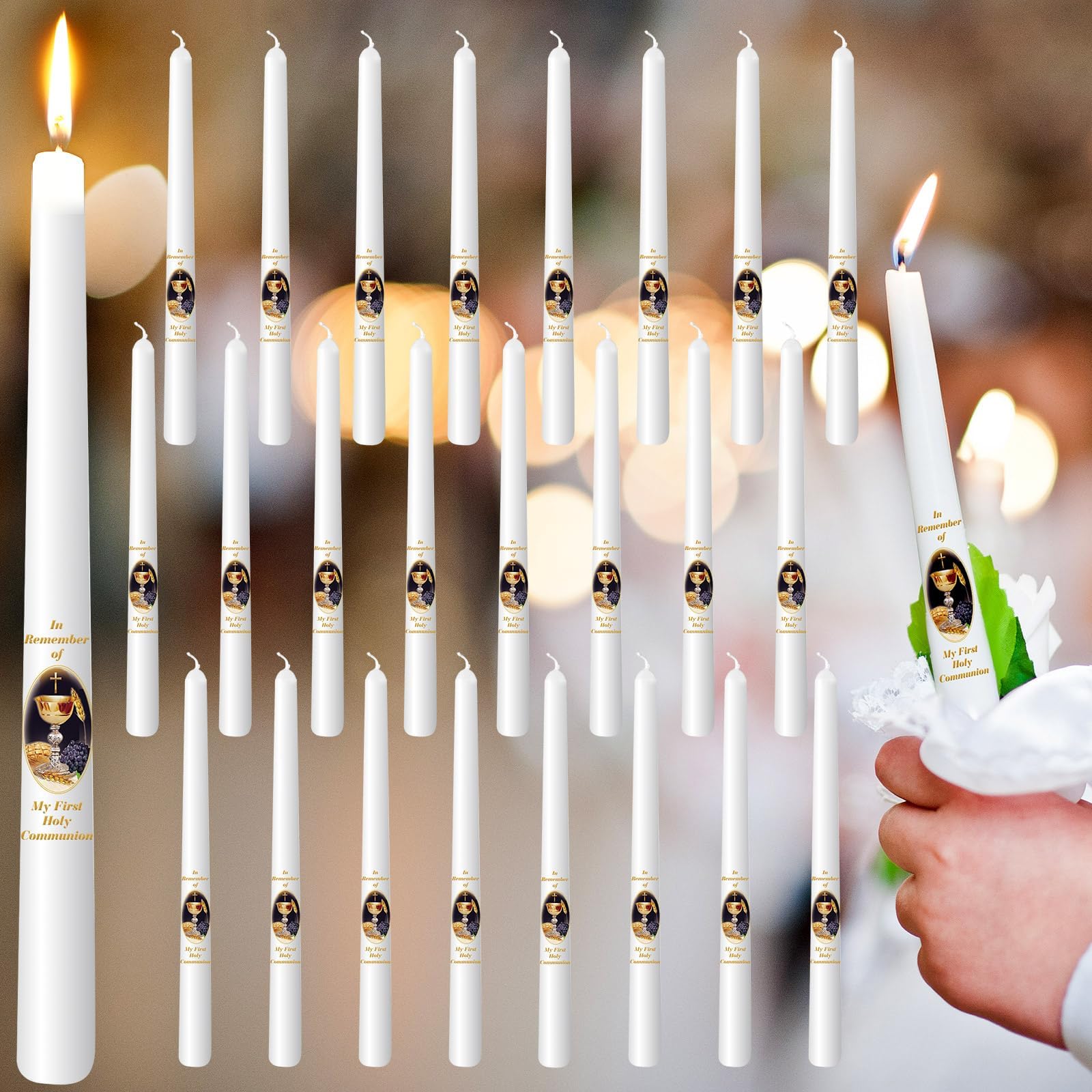 Amazon.com: 24 Pcs First Communion Candle Set for Girl, 10 Inch First ...