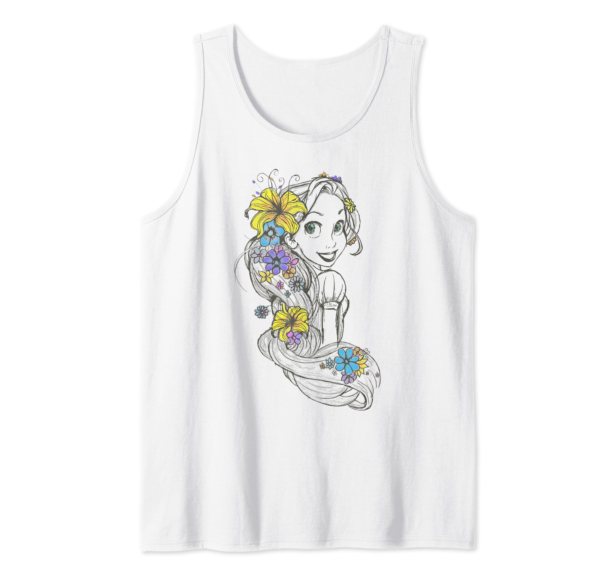 Amazon.com: Disney Tangled Rapunzel Floral Sketch Tank Top : Clothing ...