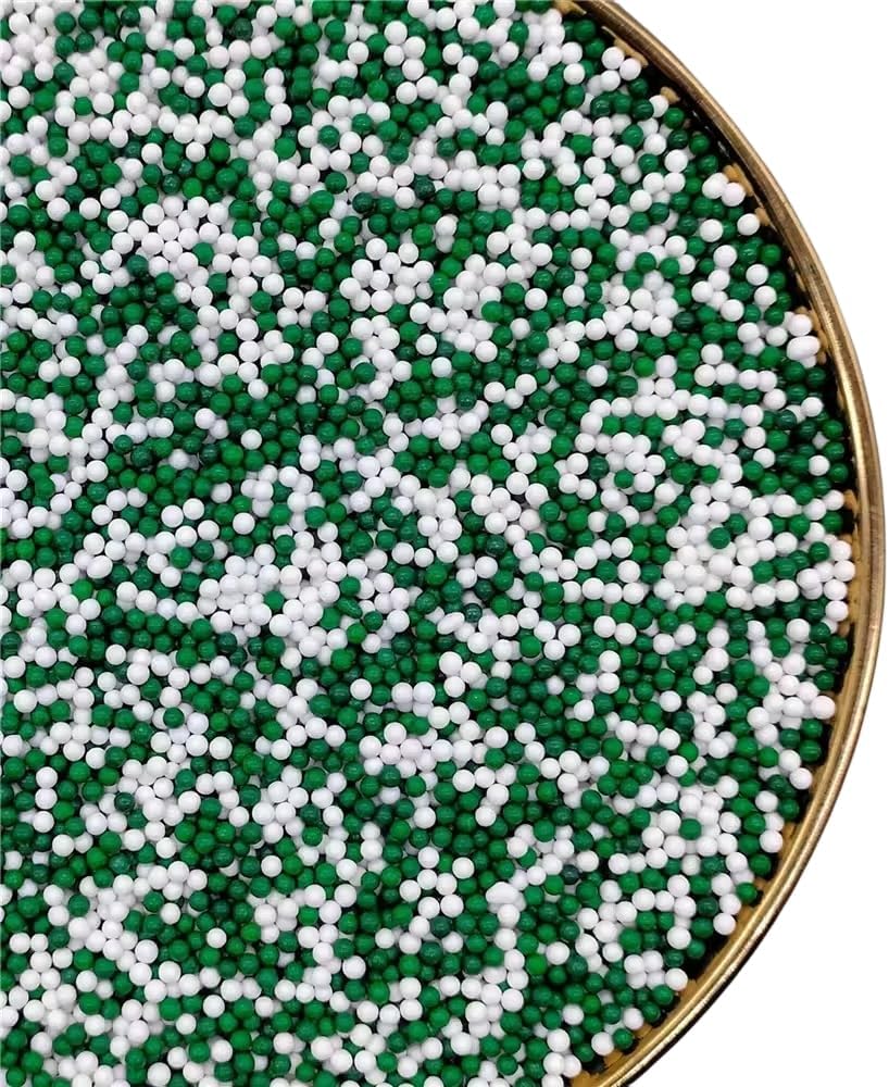 Amazon.com: Nonpareils Sprinkles, White Green Edible Pearl Sprinkles ...