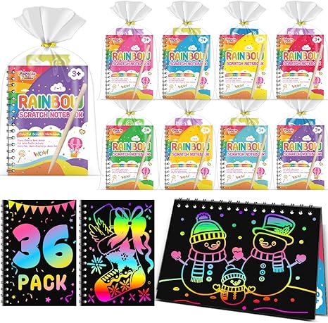 Amazon.com: FEREDO KIDS Party Favors for Kids: 36 Pack Rainbow Scratch ...
