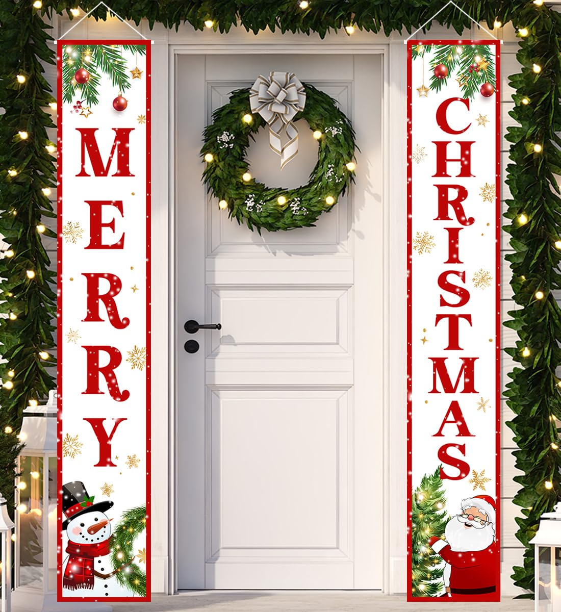 Amazon.com: Christmas Door Banner-Christmas Outdoor Decorations Outdoor ...