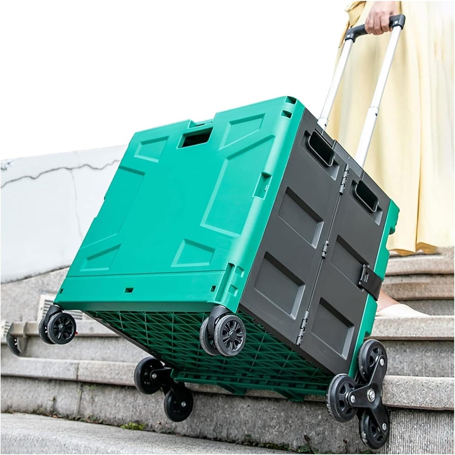 Amazon.com: Folding Shopping Cart Rolling Cart with 8Wheels Heavy Duty ...