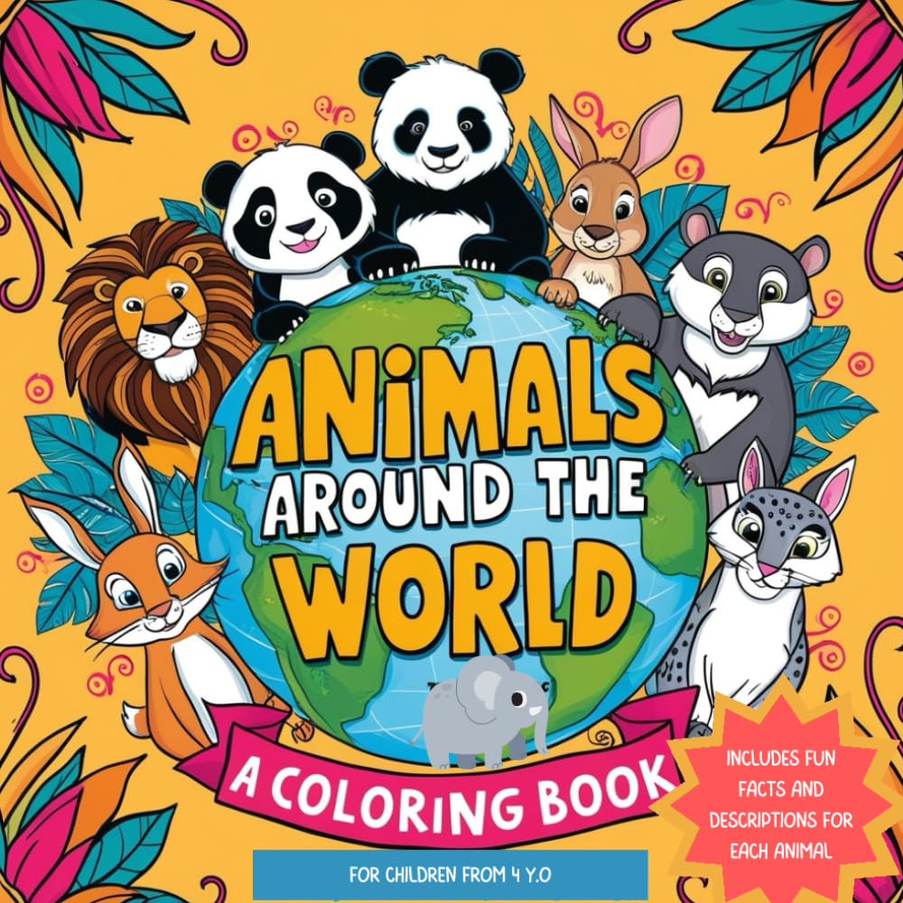 Animals Around the World: Coloring Book for Children with Fun Facts ...