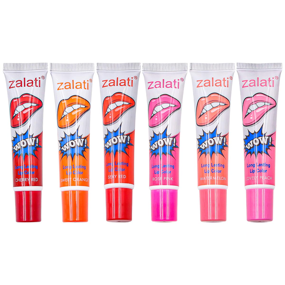 zalati Lip Glosses Set 6pcs Colors Lipstick Lip Stain Tint Peel Off ...