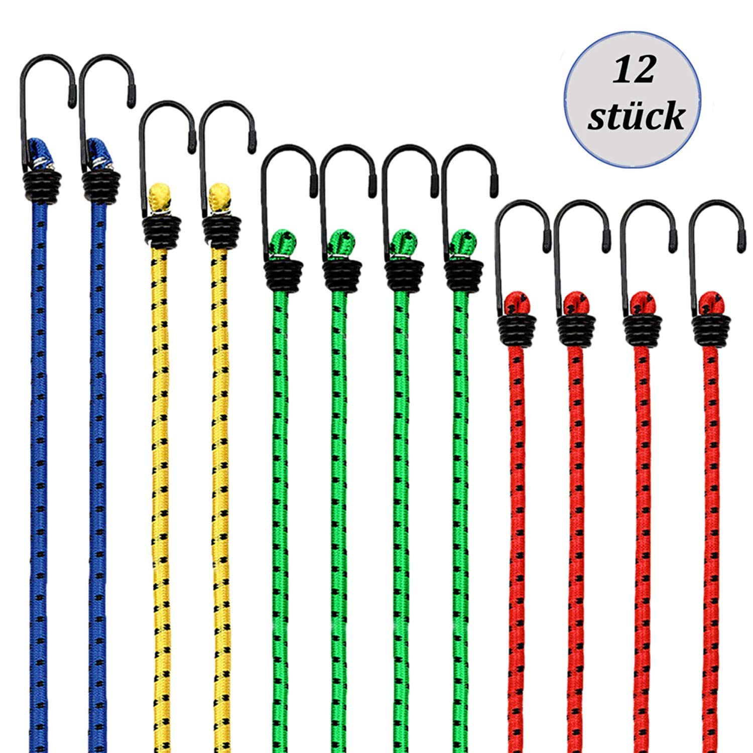 Buy Alaskaprint 12x Rubber Straps in 4 Lengths Luggage Straps with Hook ...