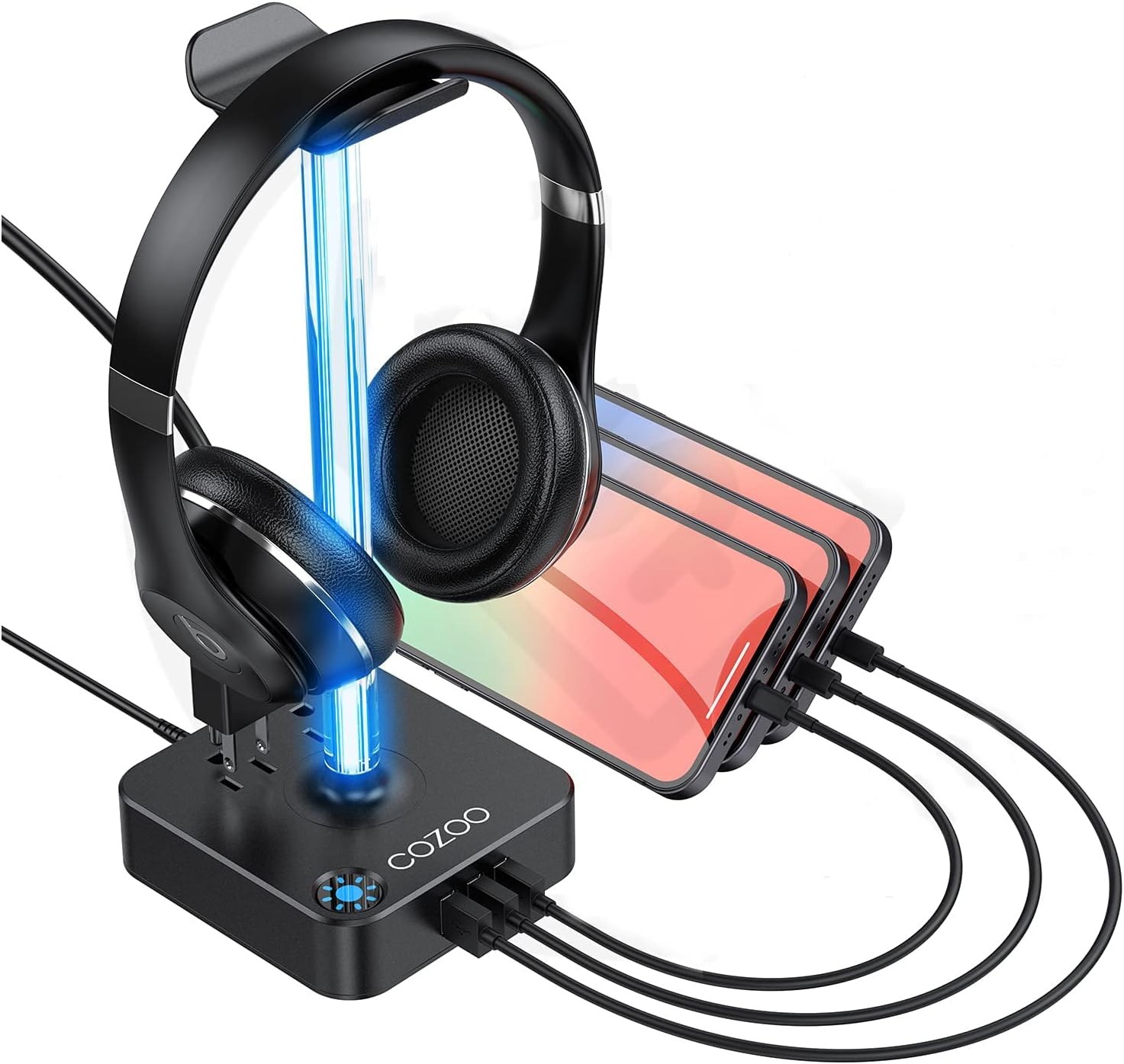 Amazon.com: COZOO Headphone Stand with Fast Wireless Charging Pad and 2 ...