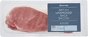 Booths British Unsmoked Back Bacon - 6 Wet Cured Rashers, 250g : Amazon ...