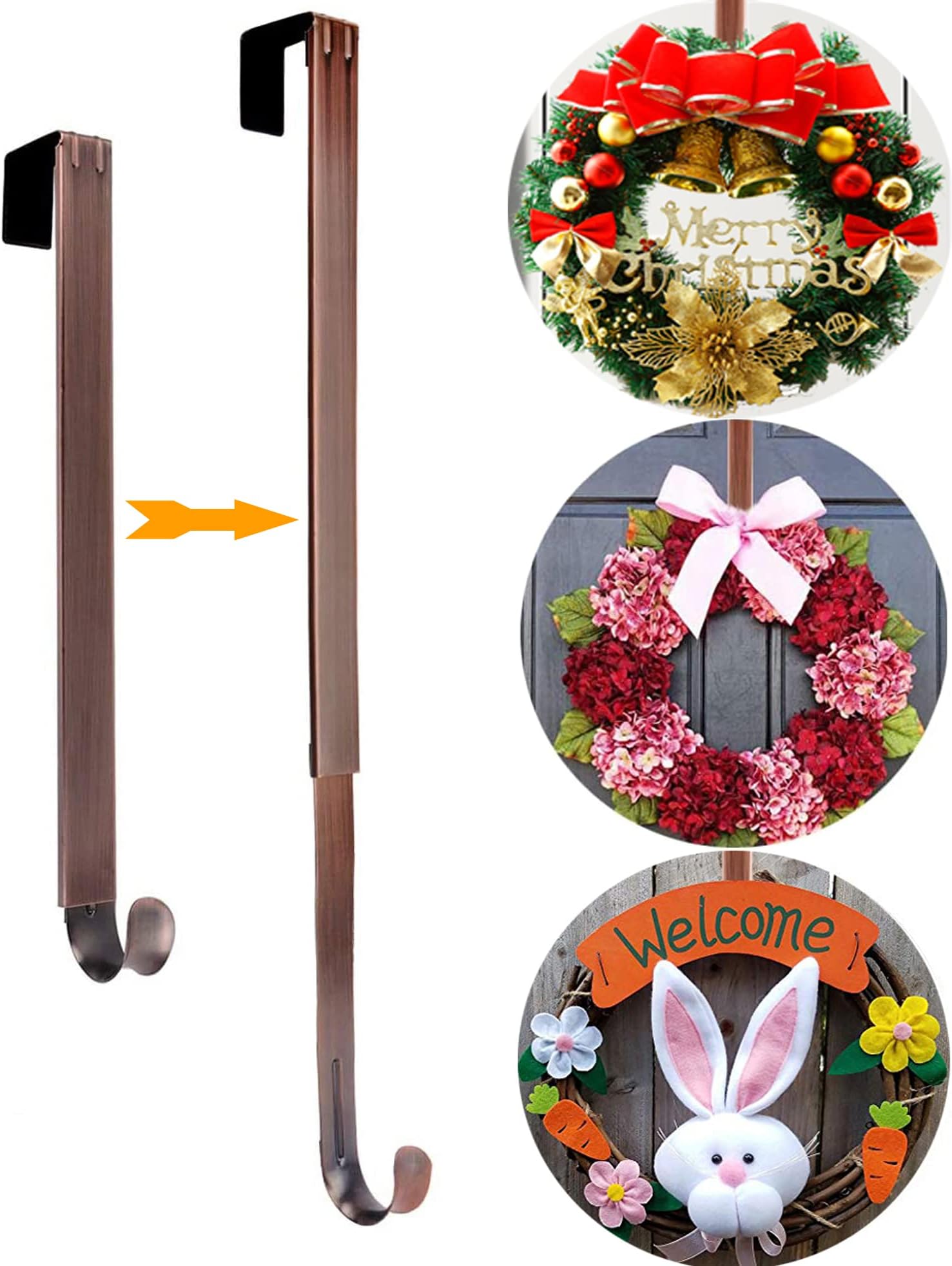 Amazon.com: Wreath Hanger for Front Door, Adjustable Wreath Hanger from ...