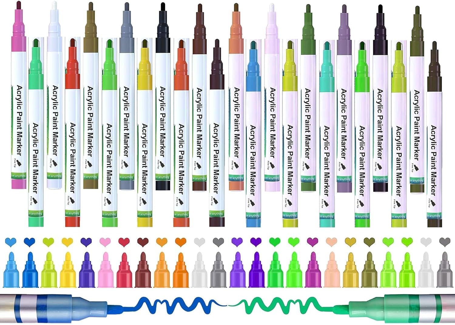 SUPER TOY 24 Shades Acrylic Color Markers Pen Water Colour Paint Pens ...