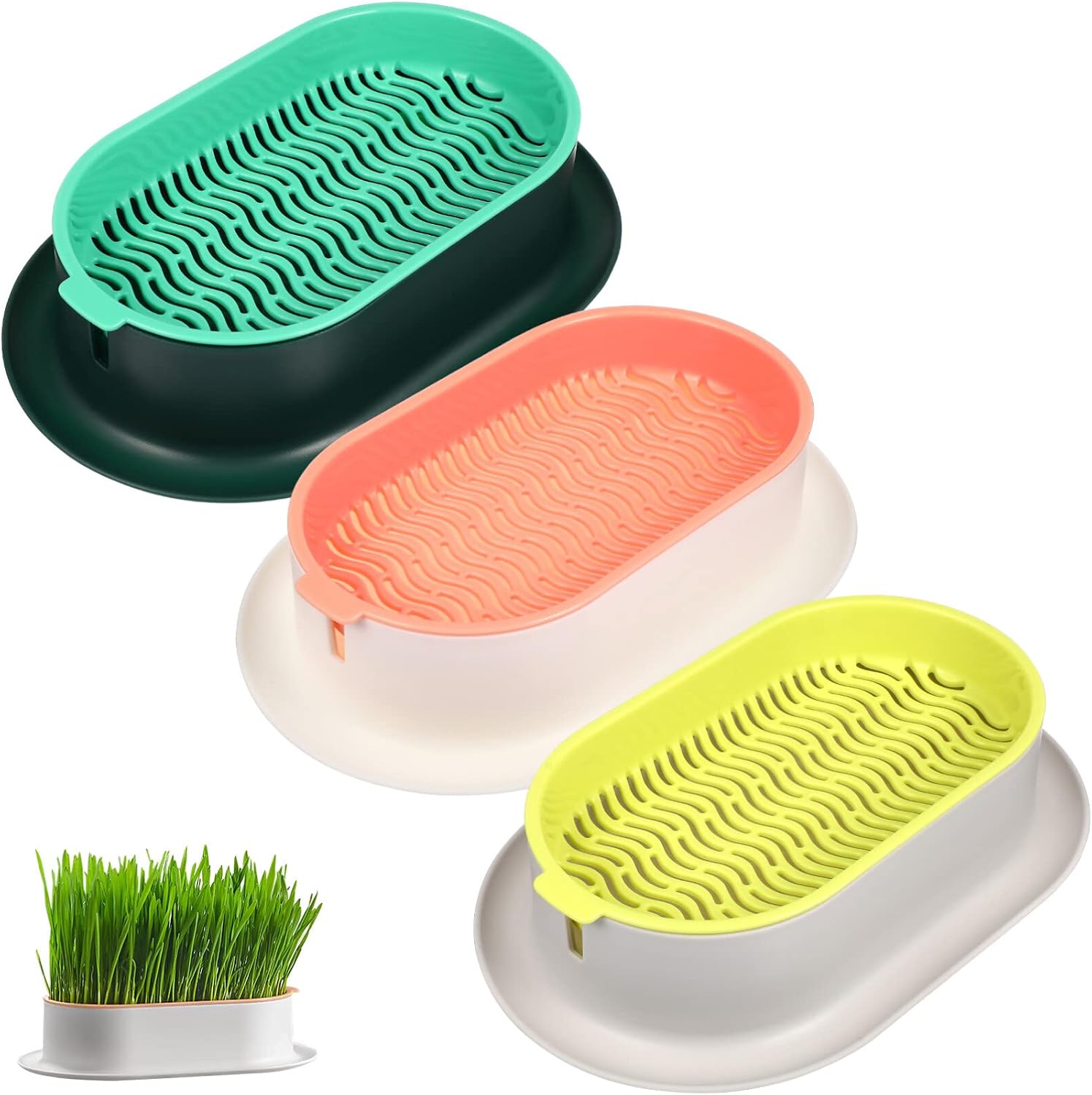 Amazon.com : Kisangel Cat Grass Planter Set Hydroponic Indoor Soilless ...