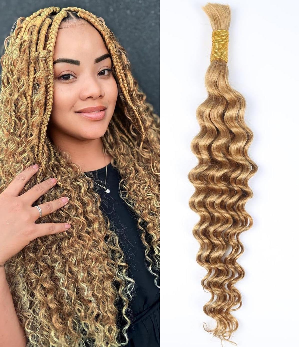 Unipearl Extensions de cheveux humains bouclés profonds, pour tresses ...