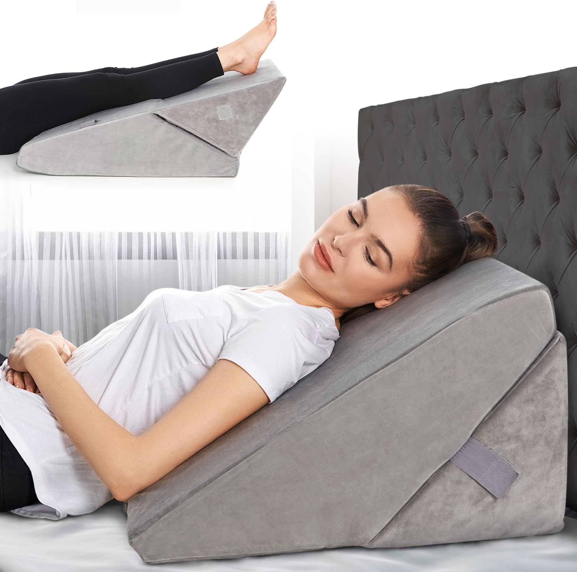 Amazon.com: Bed Wedge Pillow | Unique Curved Design for Multi Position ...