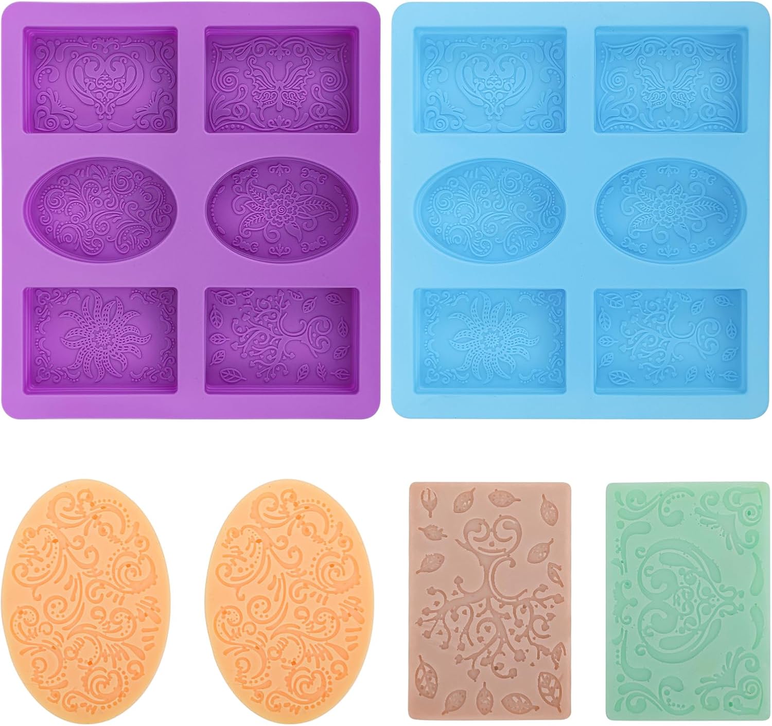 Amazon.com: Silicone Soap Molds 2Pack, Rectangle Silicone Molds for ...