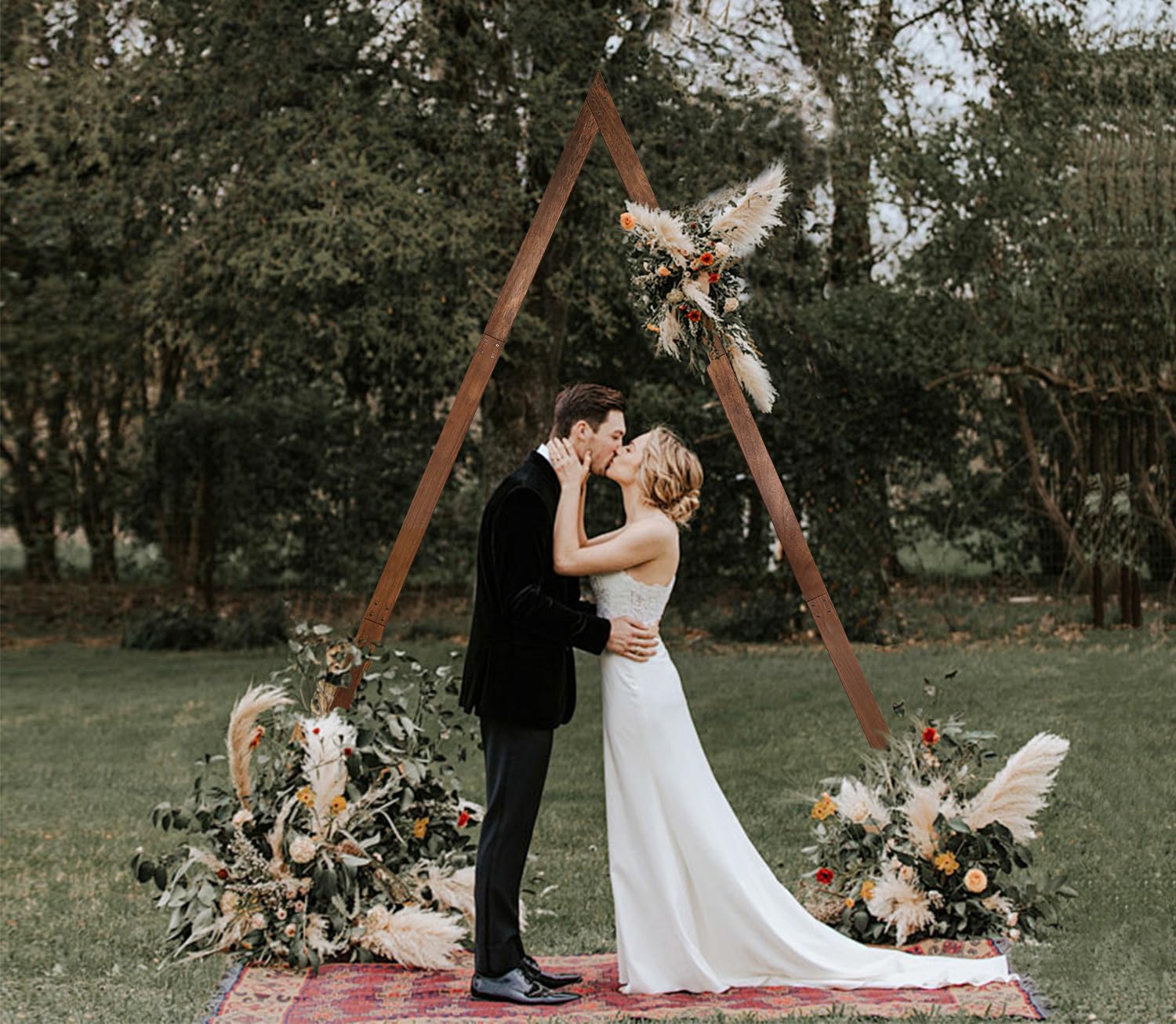 8.2FT Wooden Wedding Arch for Ceremony, Triangle Wood Arch Wedding ...