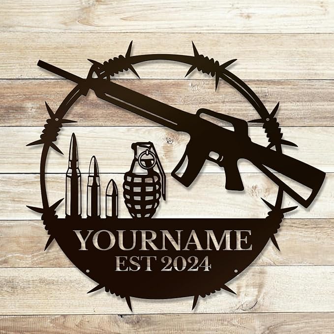 Amazon.com: Personalized Guns Pistols Shotguns Name Signs, Custom Shed ...