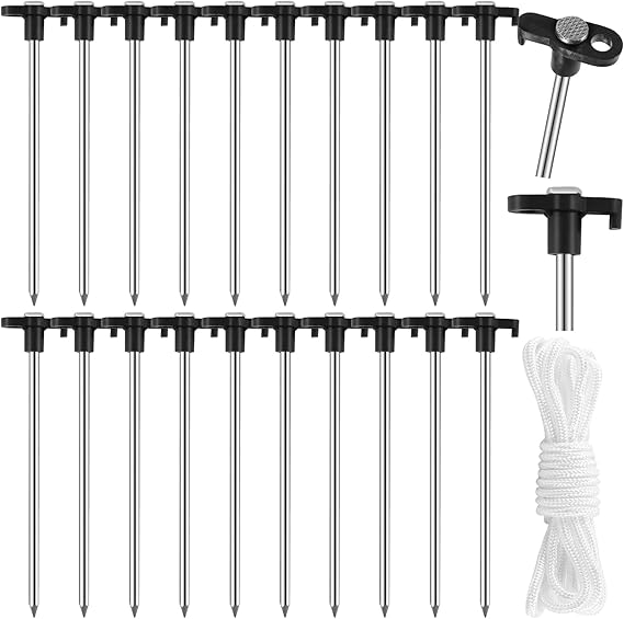 Amazon.com : PLMMOUT 20 PCS Tent Stakes Heavy Duty,7 Inch Metal Tent ...