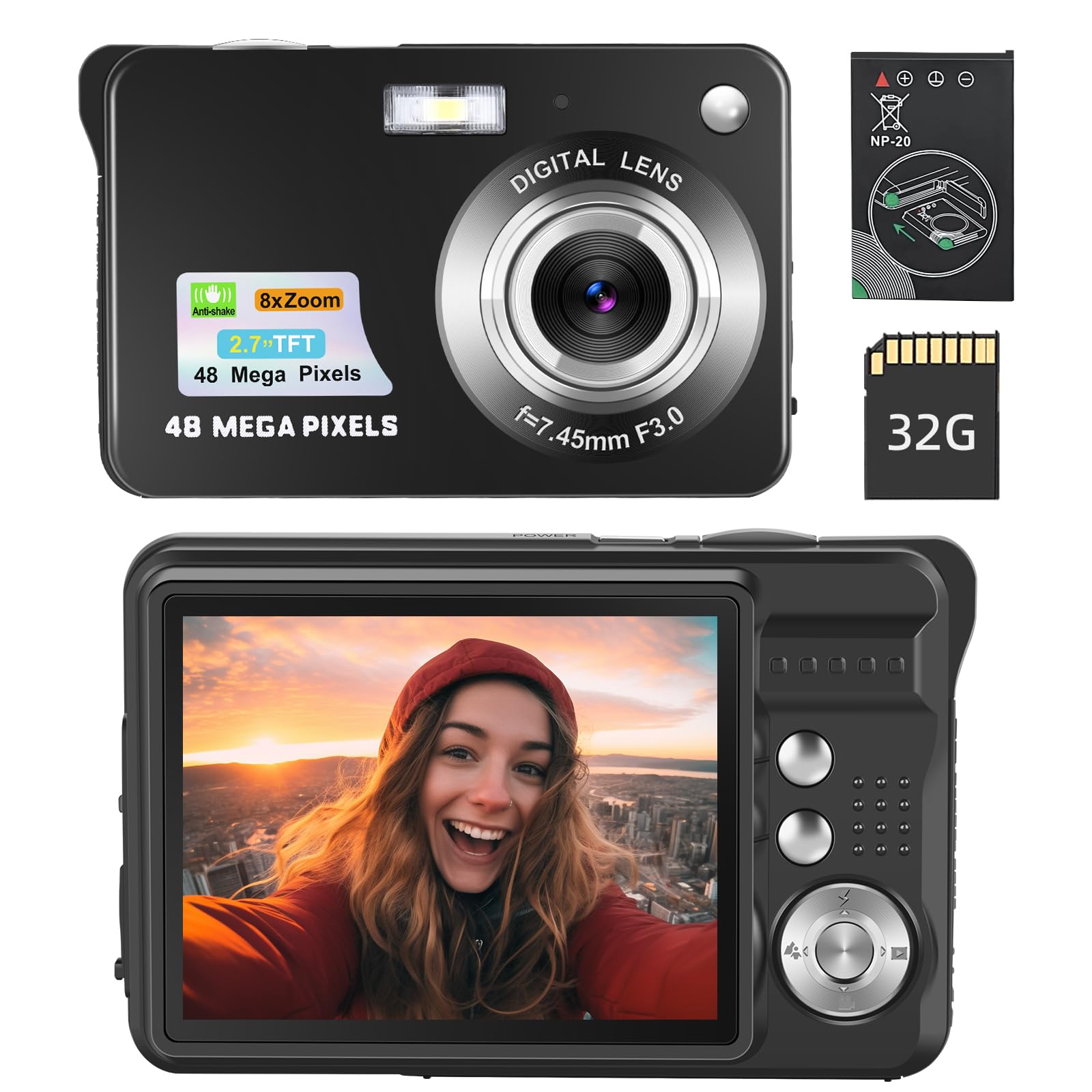 Amazon.com : All-in-One Compact Digital Bridge Camera - 4K, 48MP, 8X ...
