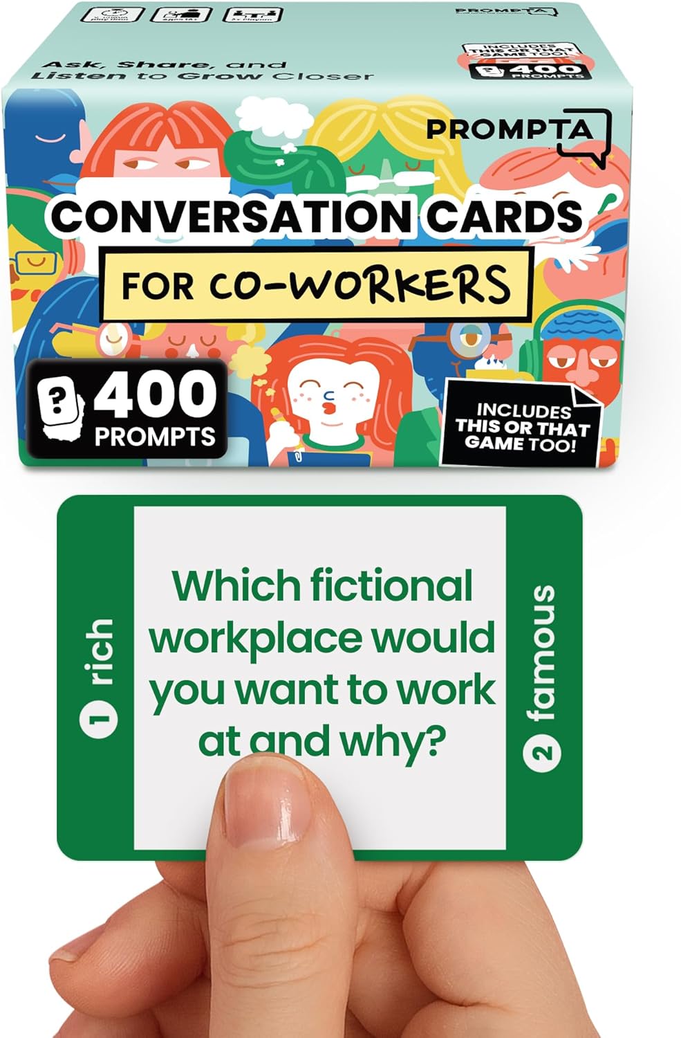 Prompta 400 Conversation Cards for Coworkers – Fun Icebreaker ...
