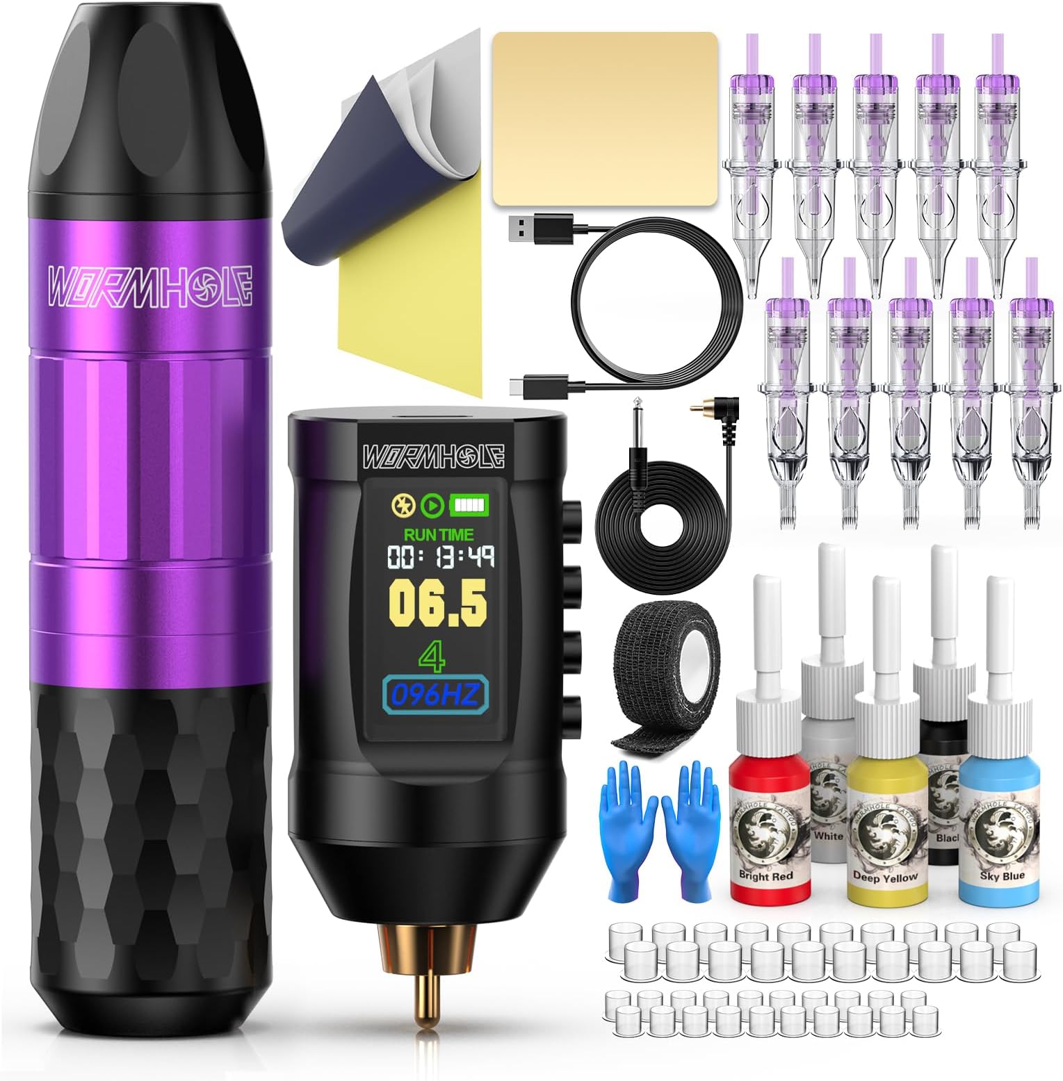 Amazon.com: Wormhole Tattoo Gun Kit Professional Wireless Tattoo Kit ...