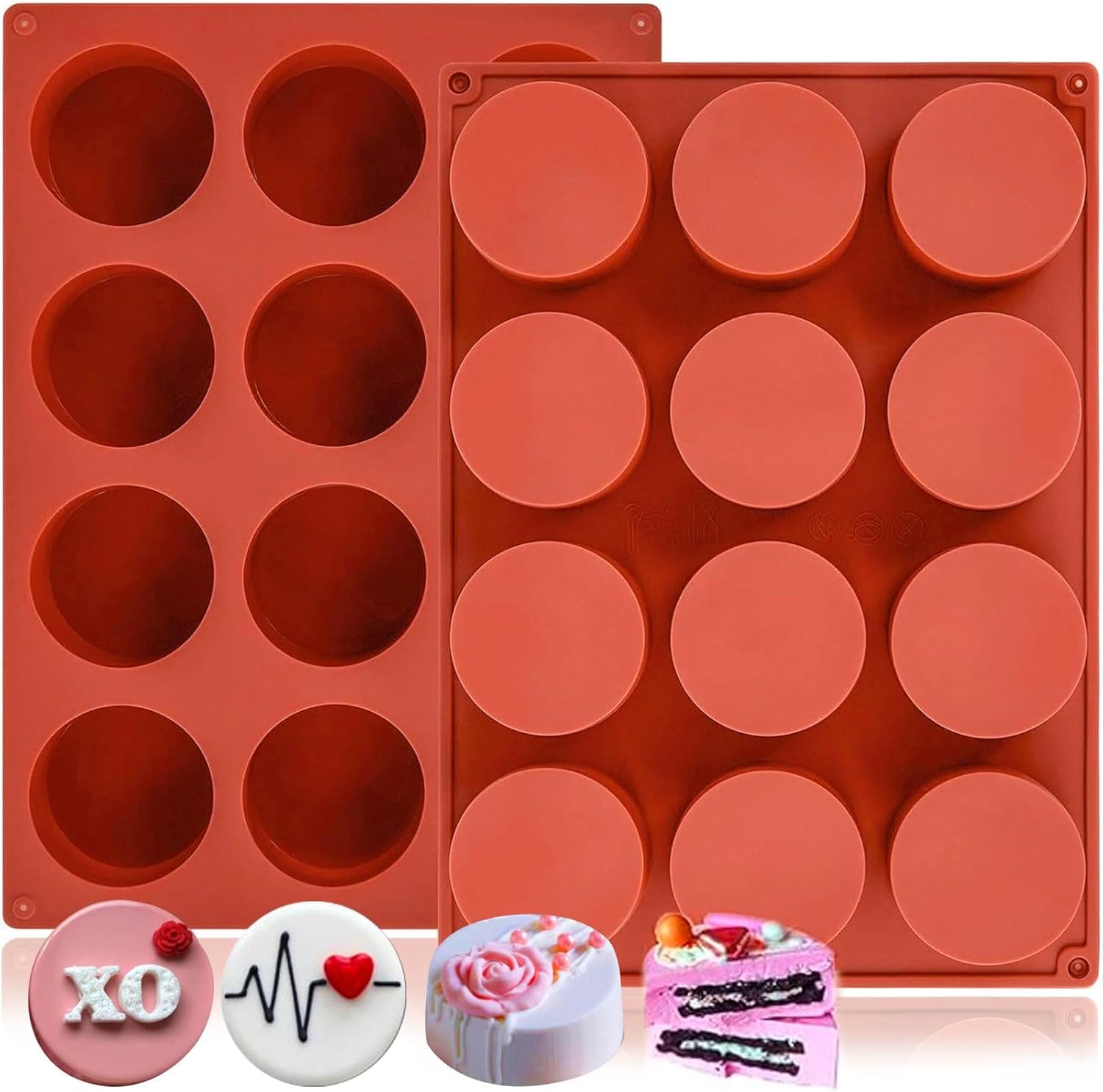 Amazon.com: HKNMTT Oreo Silicone Molds 2 PCS, 12-Cavity 2.1" Round ...