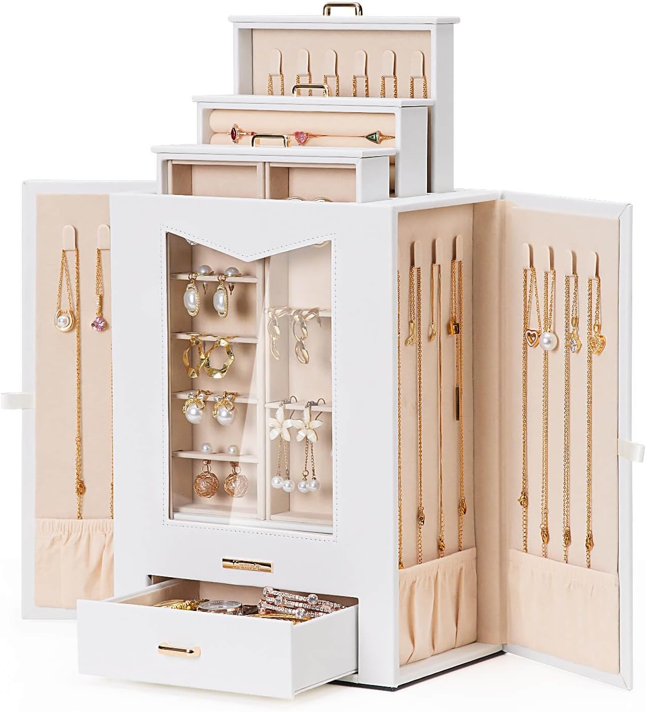 Amazon.com: Homde Jewelry Organizer with Transparent Window Necklace ...