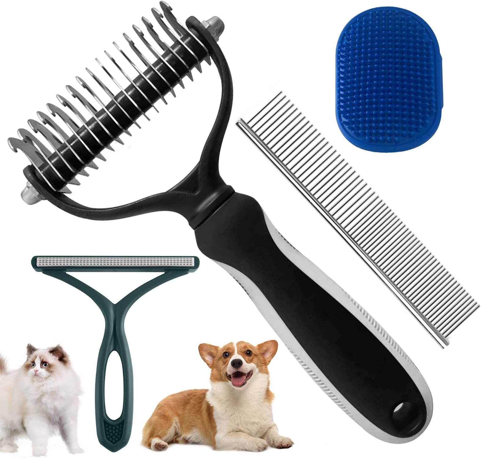 Amazon.com: Kukerose Pet Grooming Brush - 2 Sided Undercoat Rake for ...