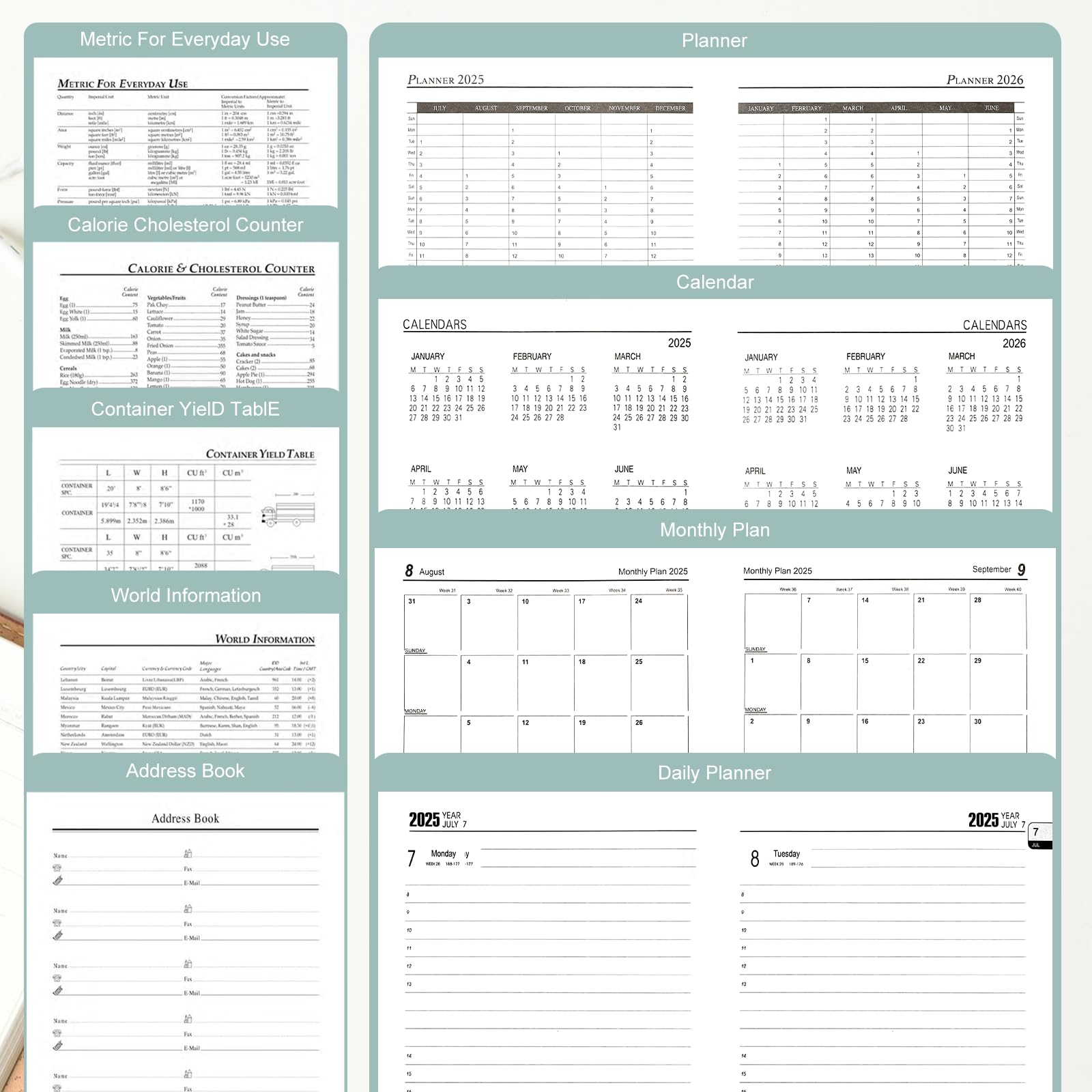Productivity Organizer With Calendar Tabs 2025-2026 A5 2025-2026 Diary ...
