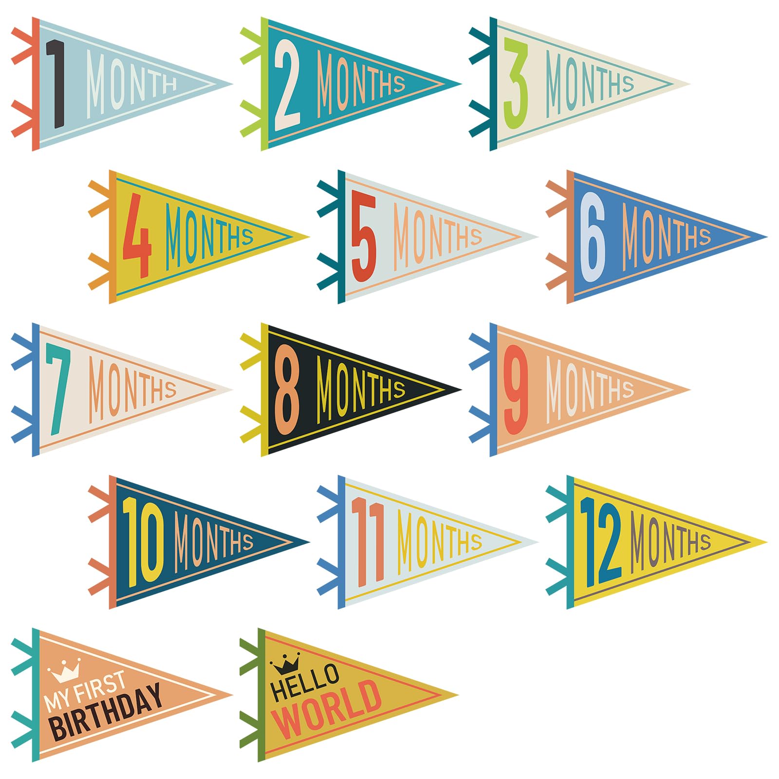 Amazon.com: VitalCozy 14 Pcs Baby Milestone Pennant Signs Monthly ...