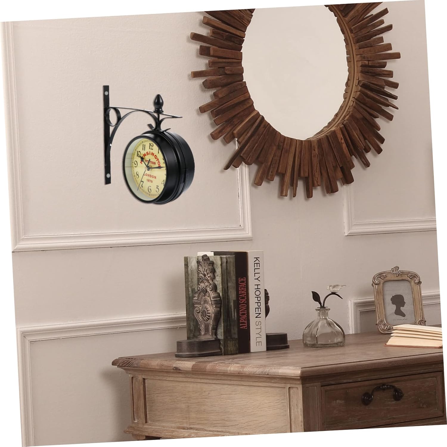 FUNOMOCYA Clock Digital Wall Clocks Double Sided Iron Wall Clock ...