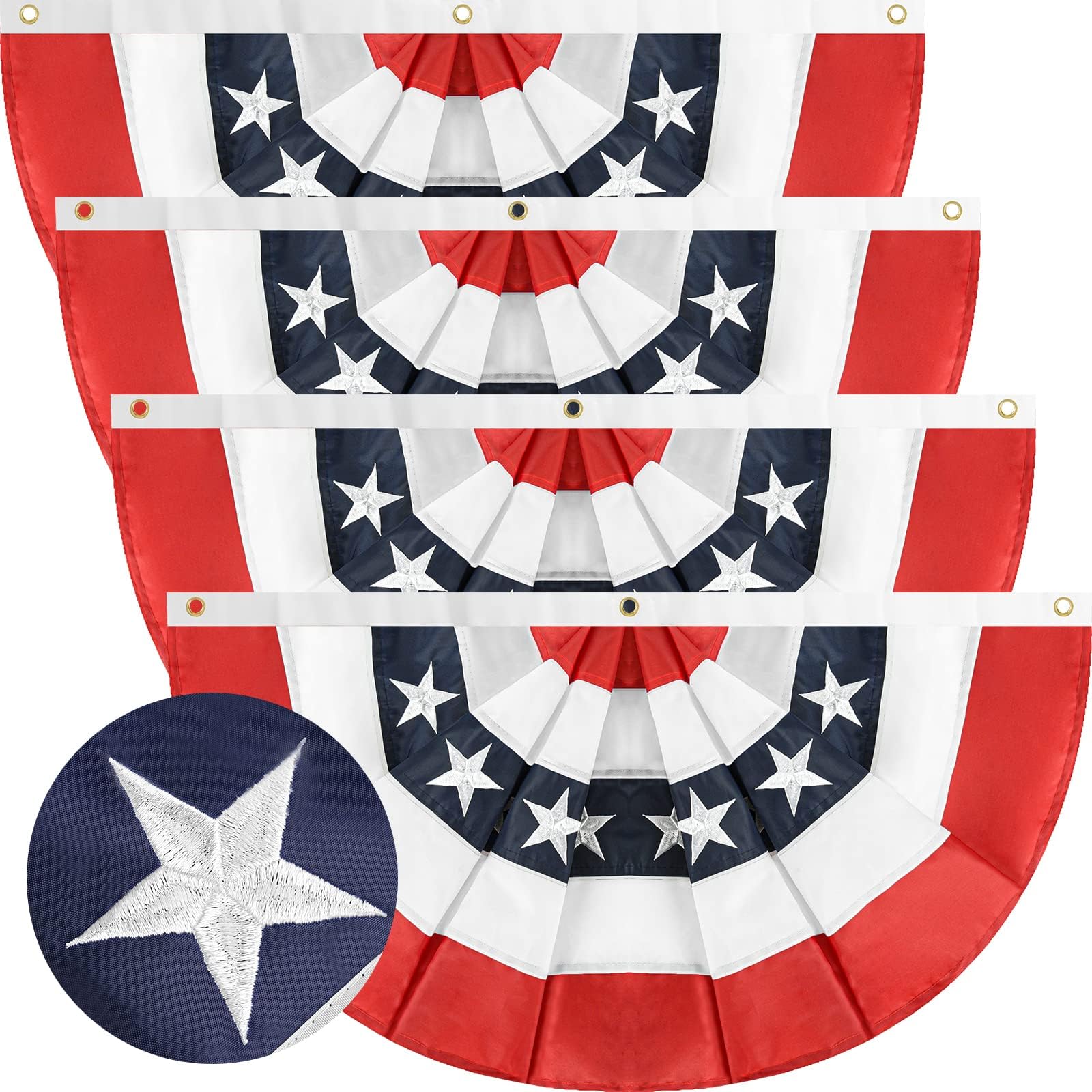 Amazon.com : Tegeme 3 Pack 2 x 4 Ft American Pleated Fan Flag 4th of ...