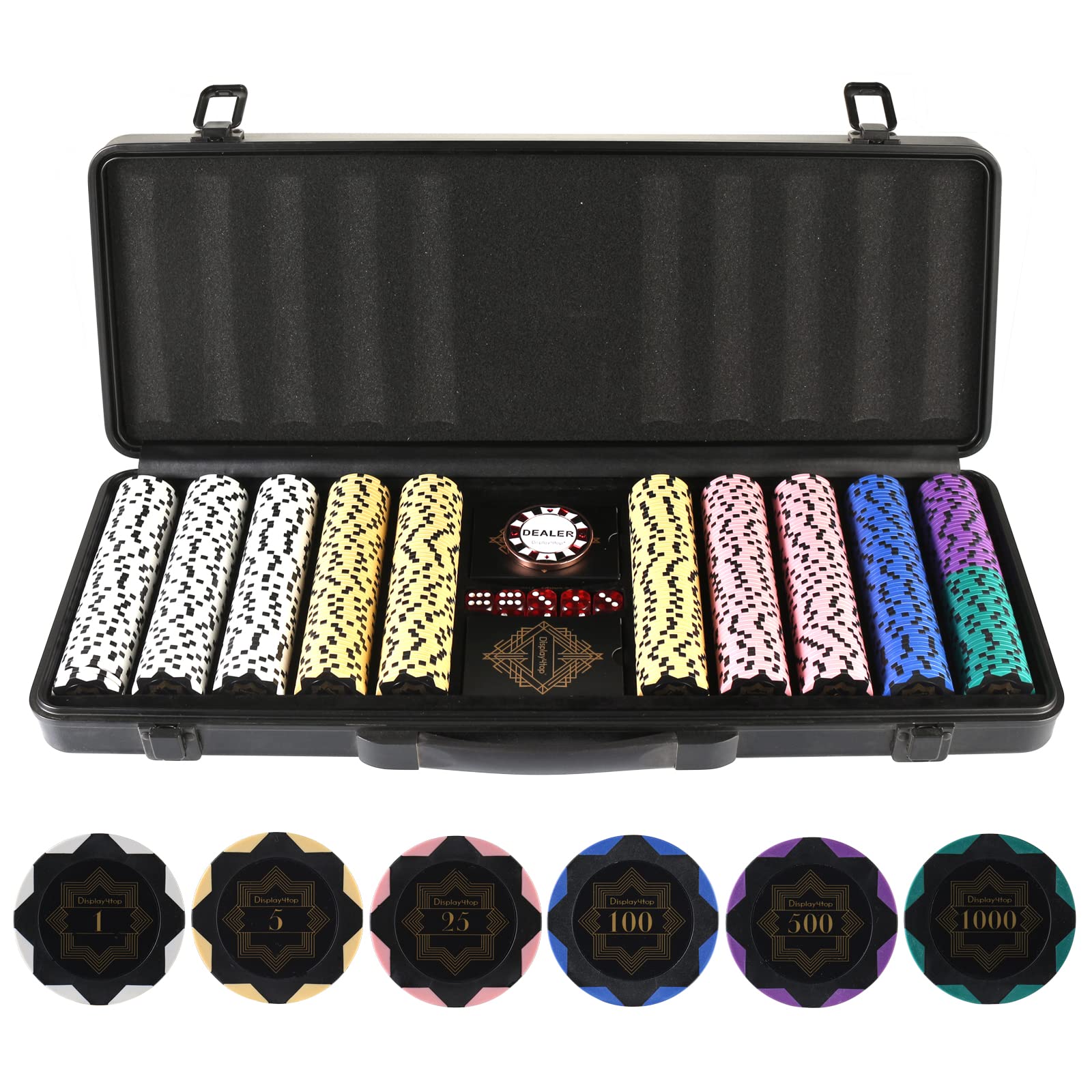 Buy display4top 13.5g Clay Poker Chips Set for Texas Holdem,Poker Chips ...
