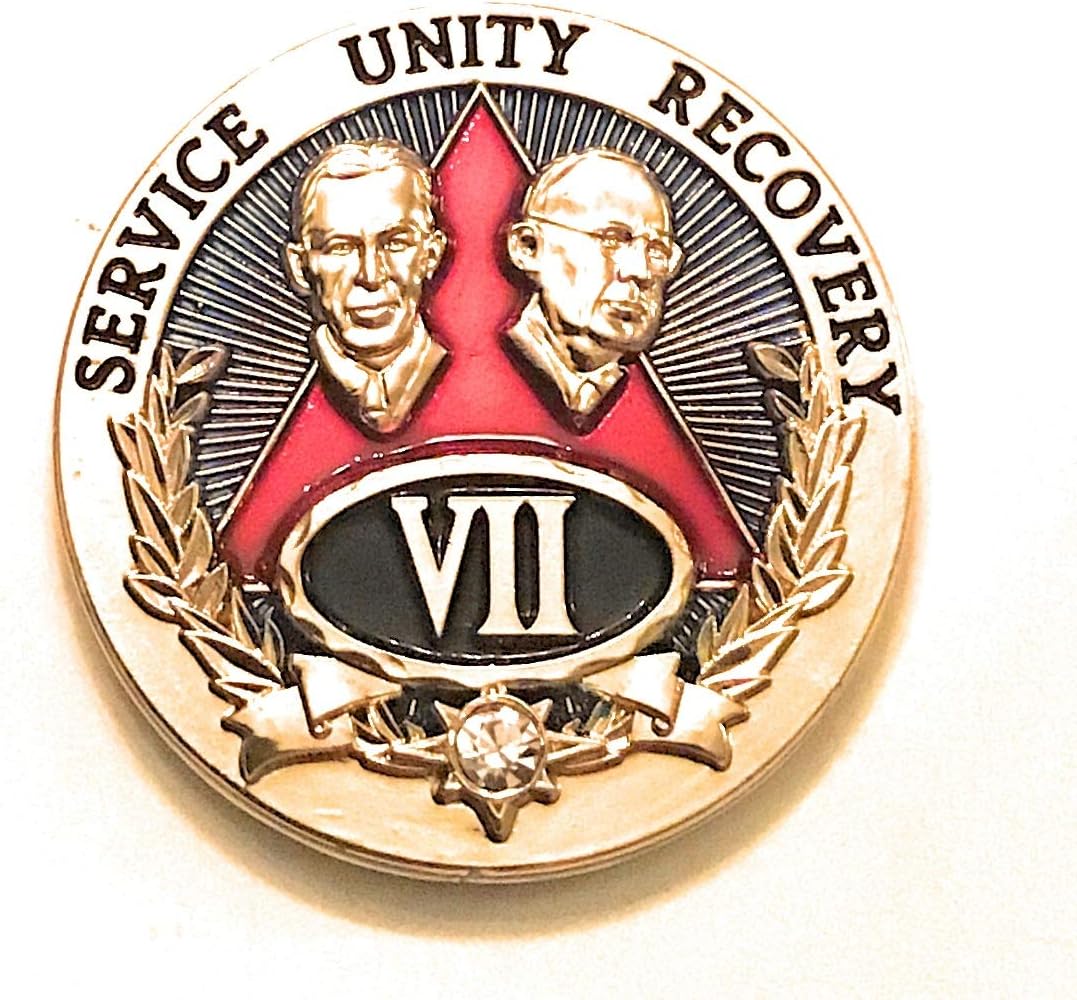 Amazon.com: 7 Year AA Medallion - Alcoholics Anonymous Red & Gold with ...
