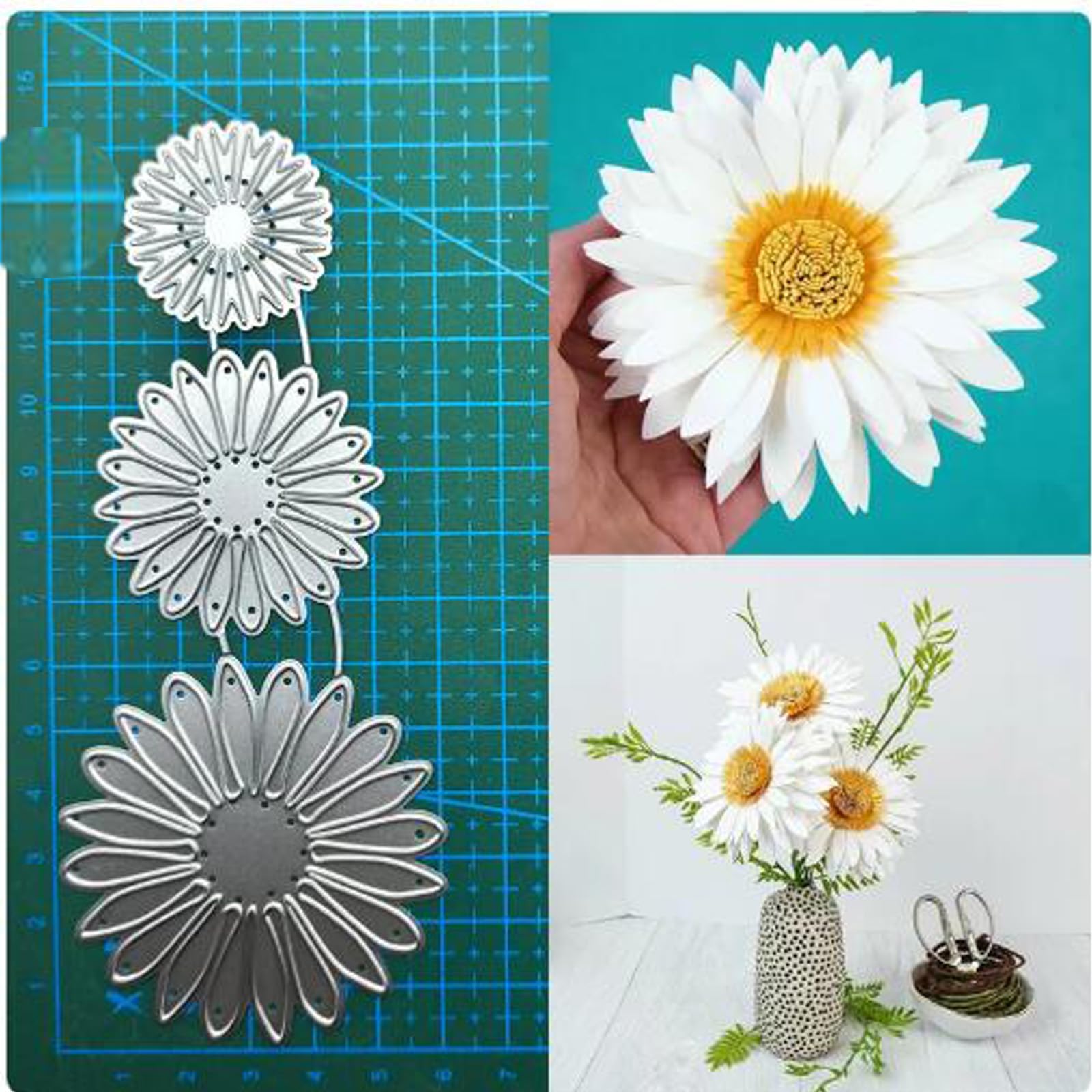 Amazon.com : 3pcs Chrysanthemum Flower Metal Die Cuts,Spring Daisy ...