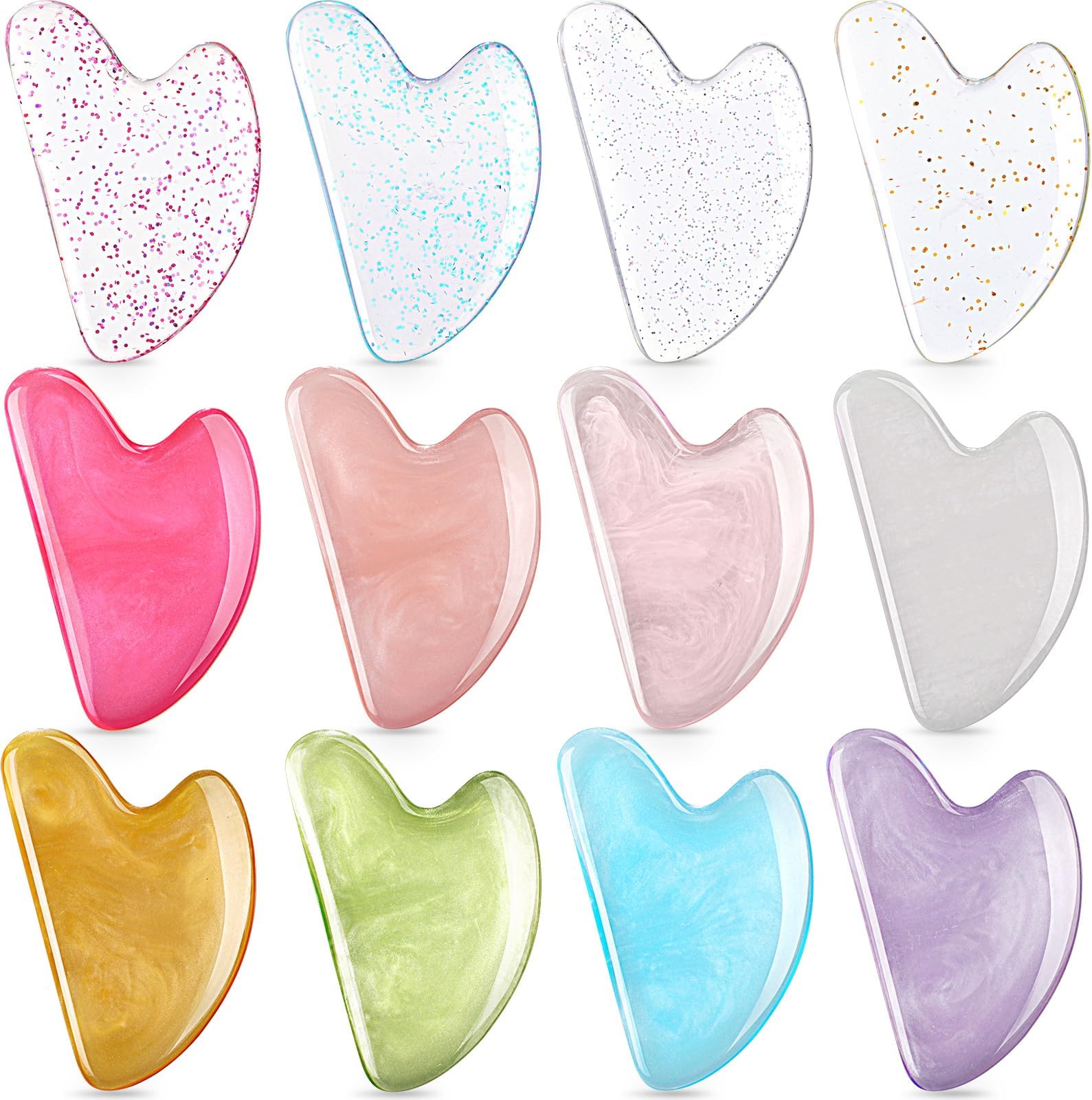 Amazon.com : Sherr 12 Pcs Gua Sha Facial Tools Resin Heart Shaped ...