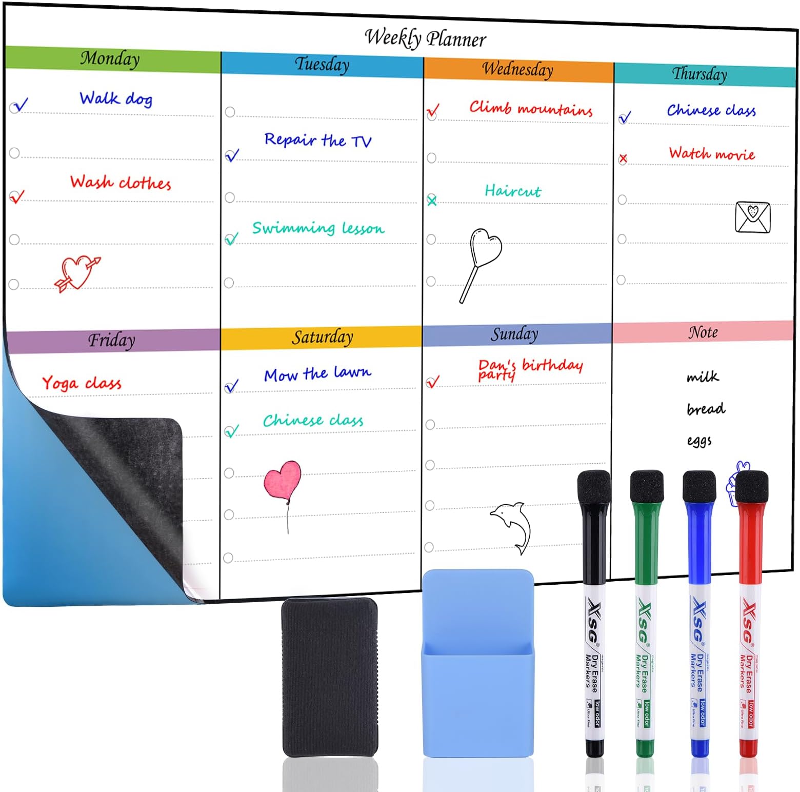 Empire Blackboard Daily Work & Meal Planner - Wall Mounted, Dry Erase ...