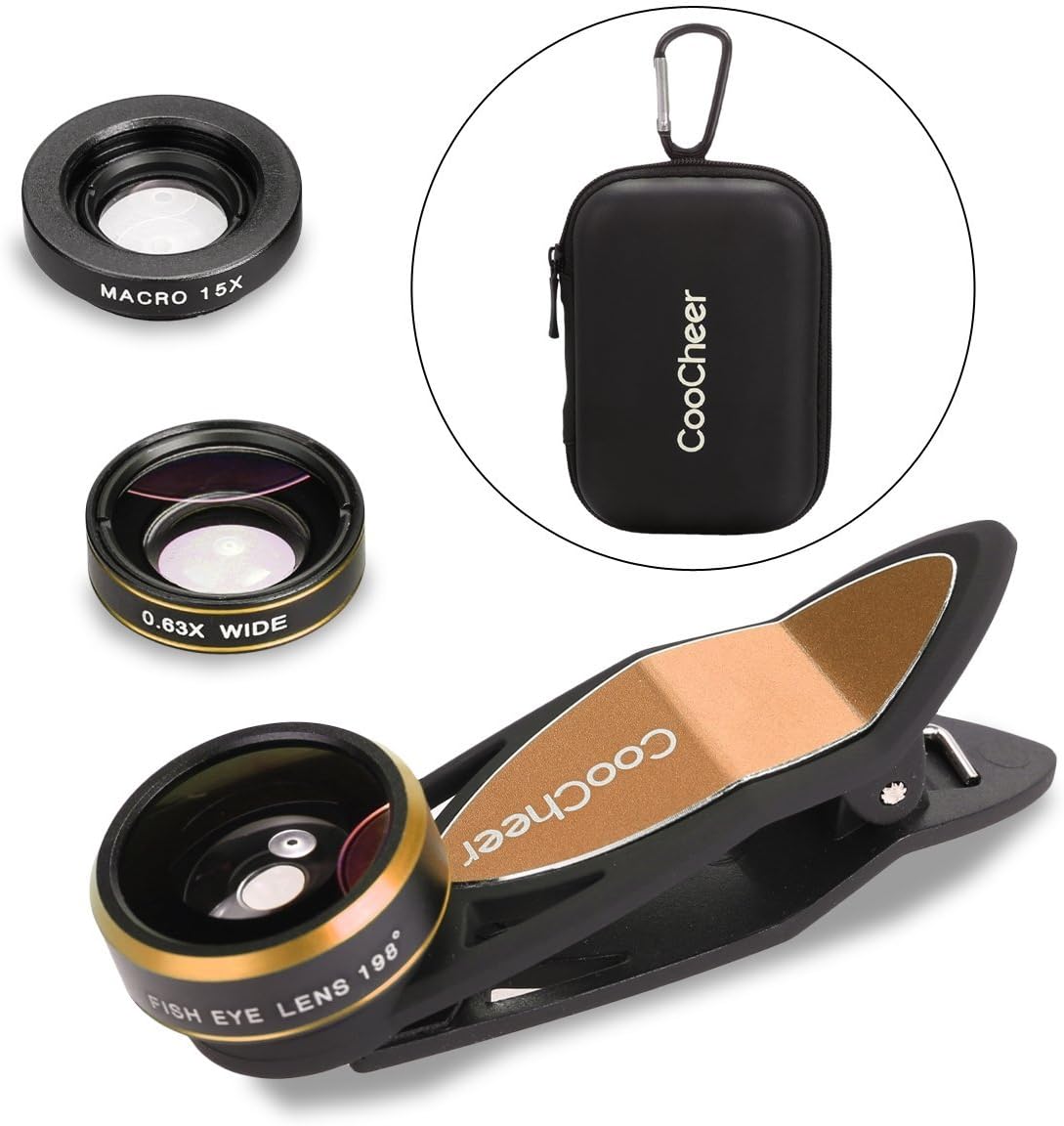 Amazon.com: COOCHEER Magnetic Fisheye Camera Lens 3 in 1 Kit 198 Degree ...