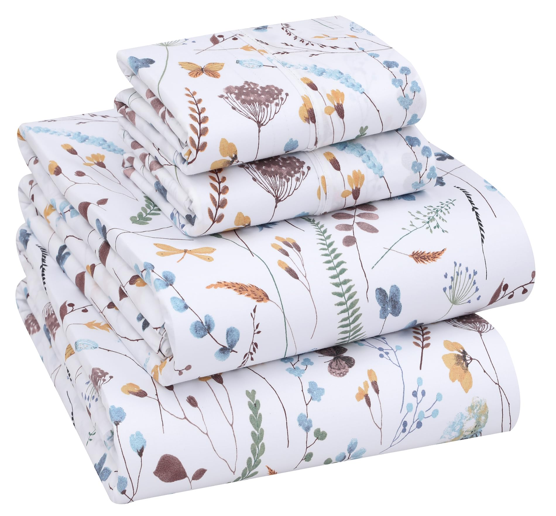 RUVANTI 100% Cotton Sheets for Queen Size Bed - Crispy Cooling Percale ...