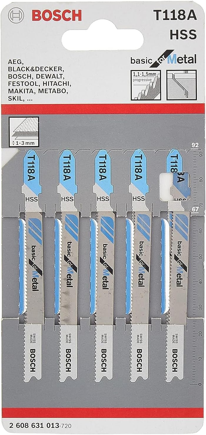 BOSCH - T118 A Jigsaw blades, 92 mm Length, hardened, high-grade HSS ...