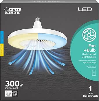 Feit Electric 2-in-1 LED Light Bulb with Fan; E26 Base; 3000K/5000K ...