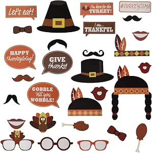 Amazon.com: MorTime 29 PCS Thanksgiving Photo Booth Props, Thanksgiving ...