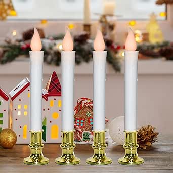 Amazon.com: CHYParty 4 Pack Christmas Window Candles Lights, Battery ...