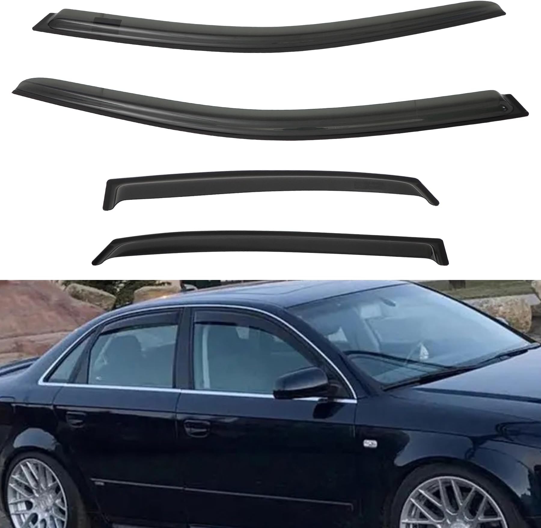 Amazon.com: LQQDP 4pcs Front+Rear Smoke Tint Sun/Rain Guard Outside ...