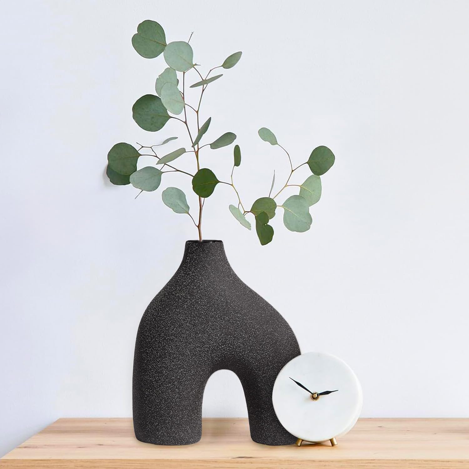 Amazon.com: Modern Round U-Shaped Vase - 8"x3.35"x9.3" Stoneware Sand ...