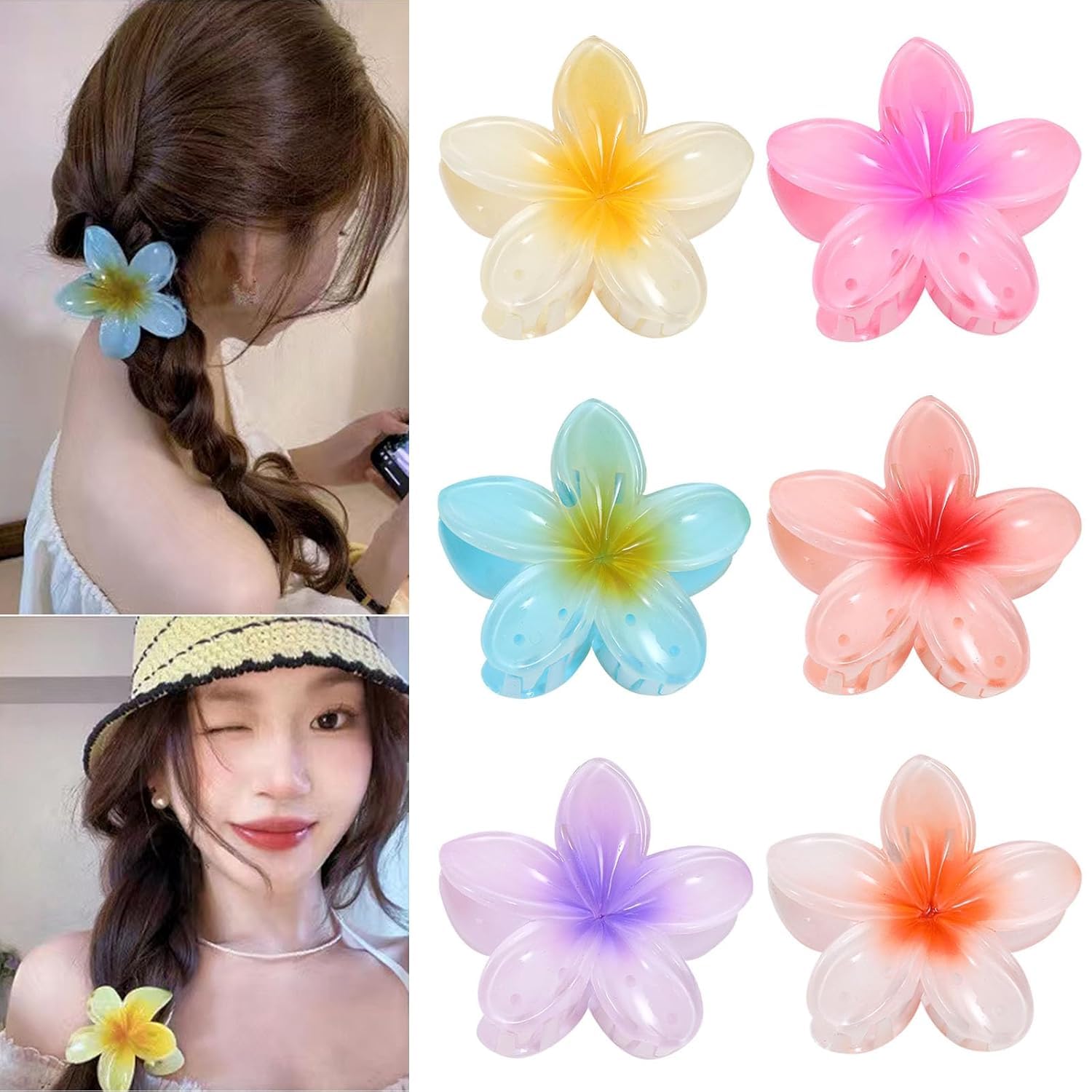 BTOOTB Pinzas para El Cabello con Flores, 6 Pinzas de Garra de Flores ...