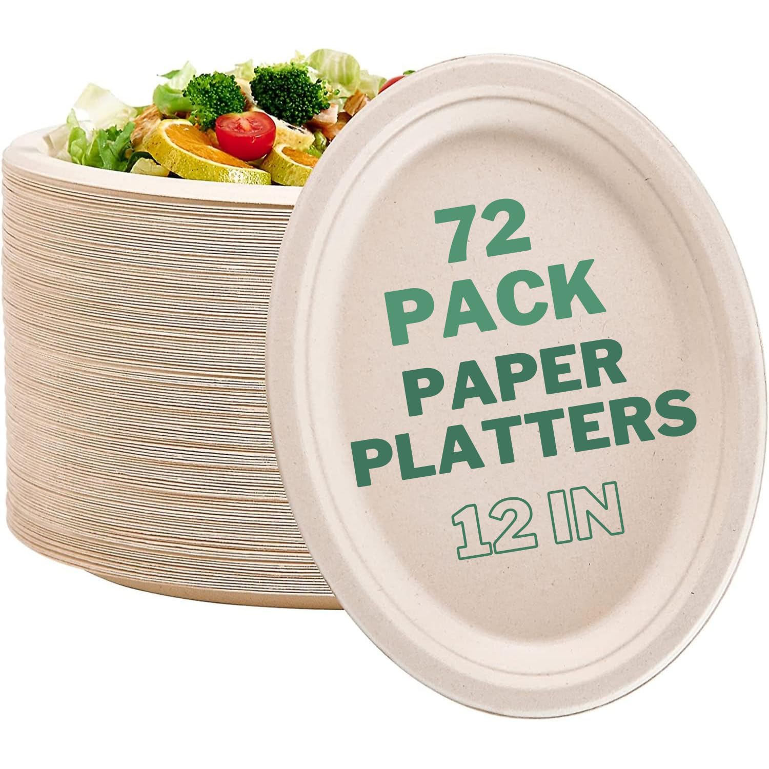Snapklik.com : FAMASTON 72 Pack Oval Paper Plates 12 Inch 100% ...